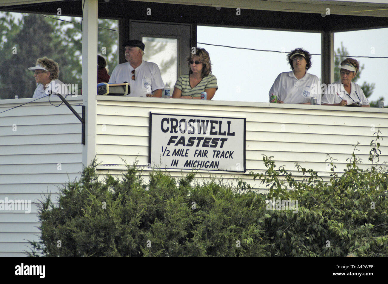 Control booth announcers booth sign stating Fastest 1 2 Mile oval track ...