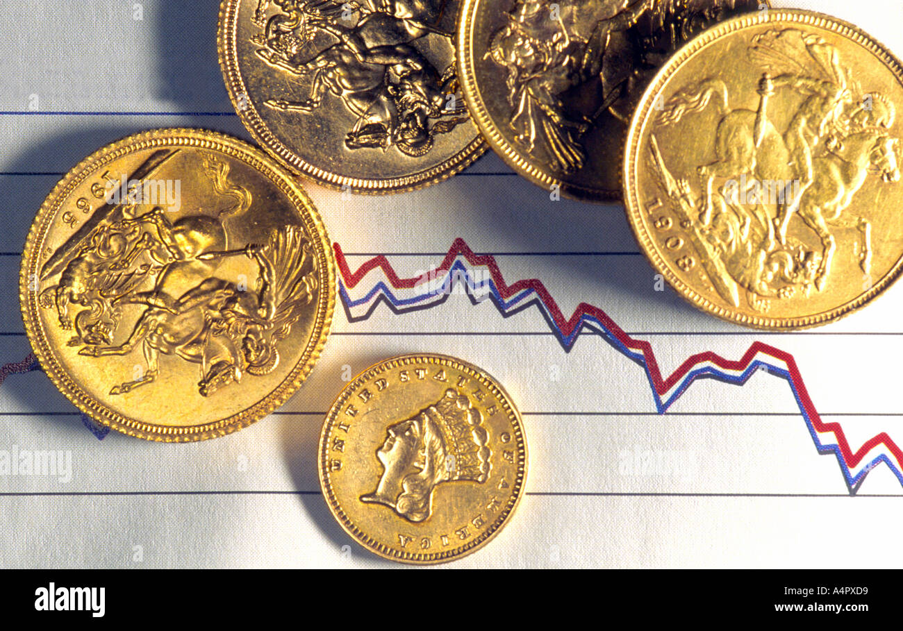 Graph with gold coins Stock Photo - Alamy