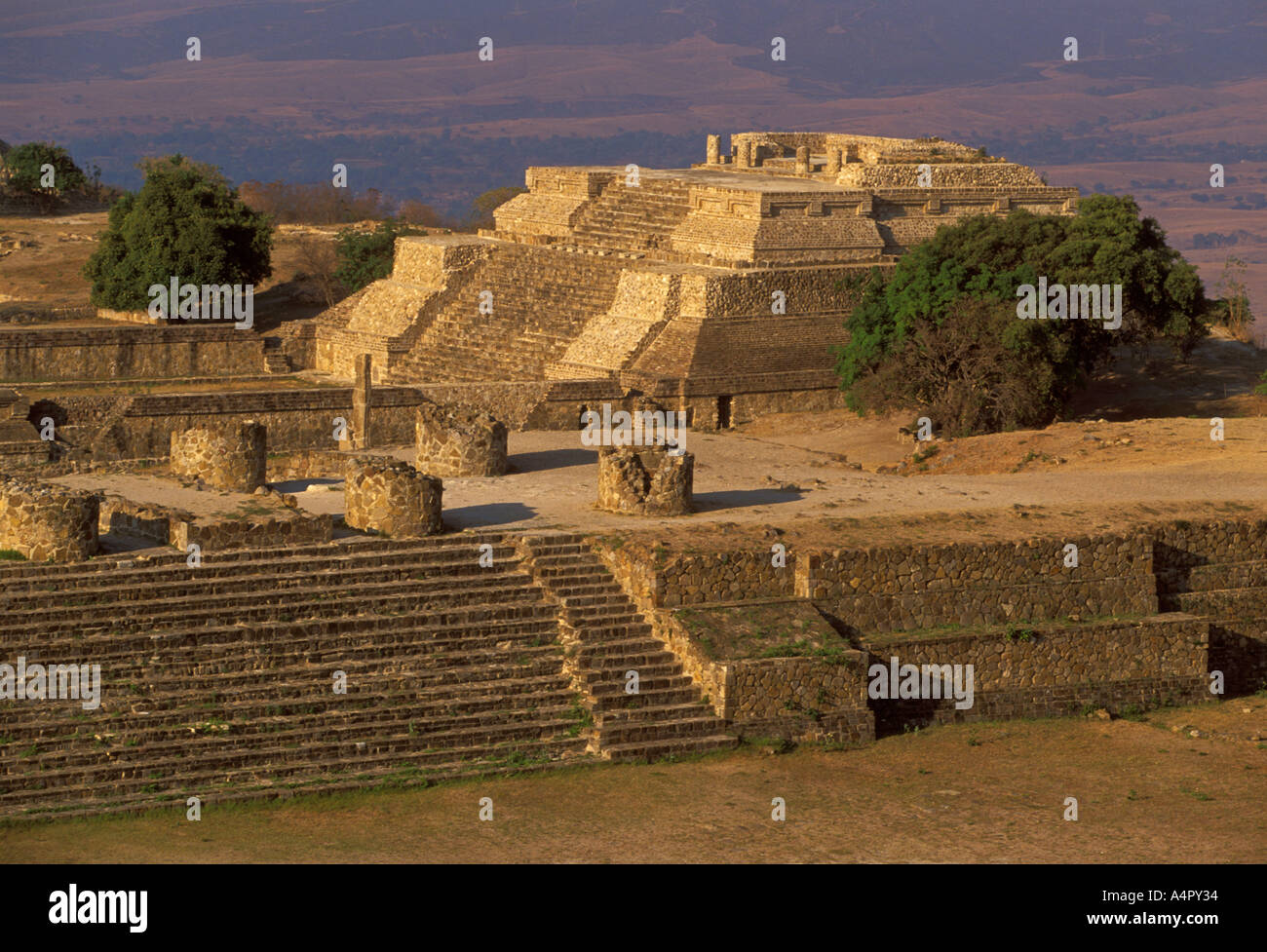 System IV, view from, North Platform, Monte Alban Archaeological Zone ...