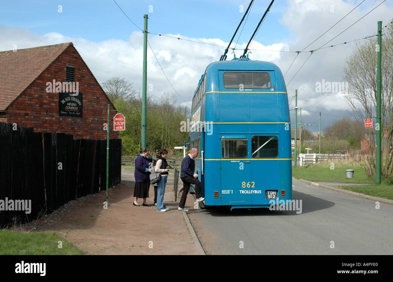 Blue trolley bus at the Black Country Living Museum Dudley West ...