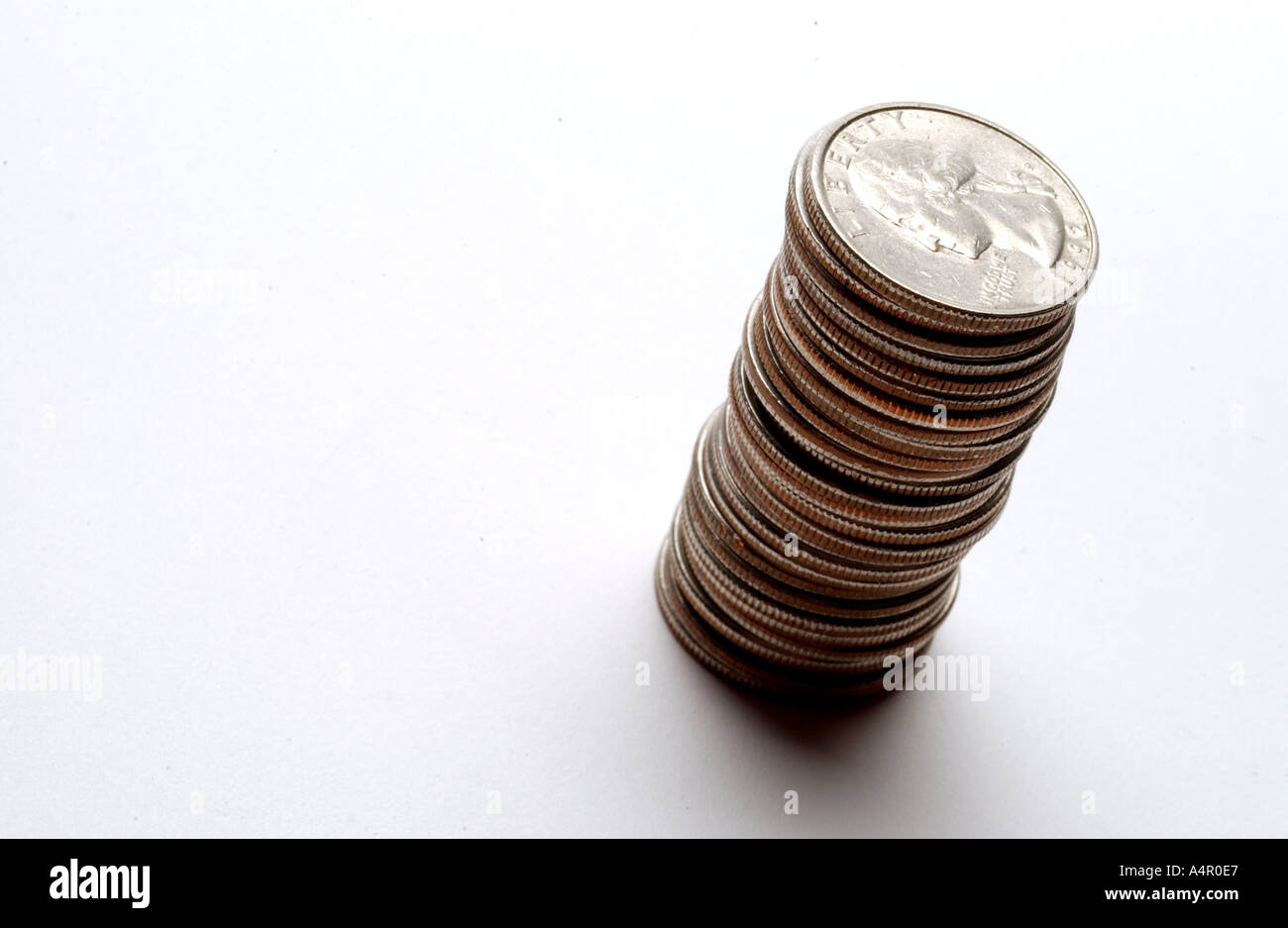 Color image of a stack of quarters on a white background Stock Photo ...
