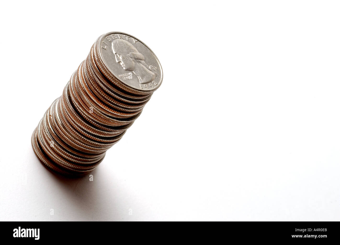 Color image of a stack of quarters on a white background Stock Photo ...