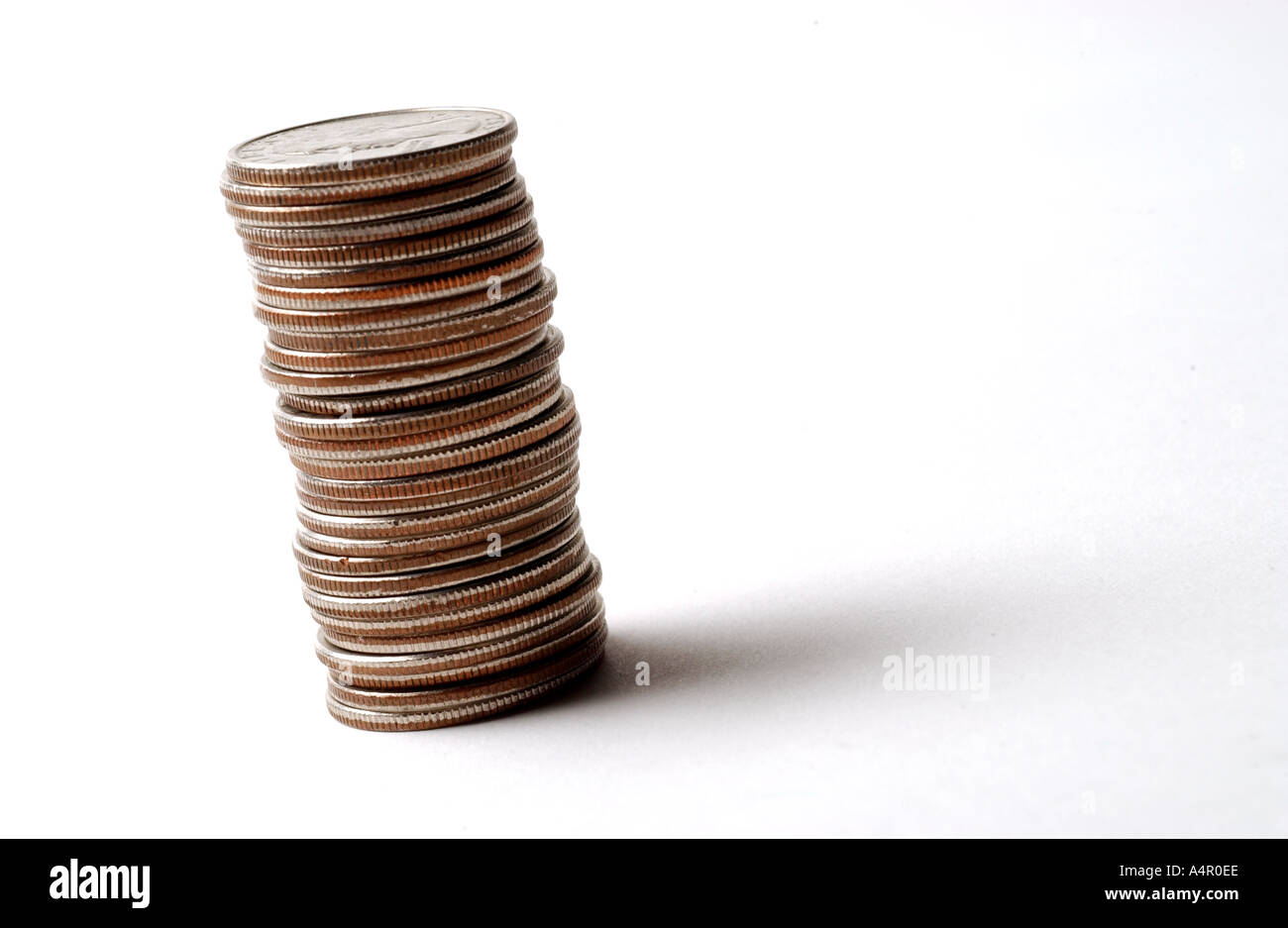 Color image of a stack of quarters on a white background Stock Photo ...