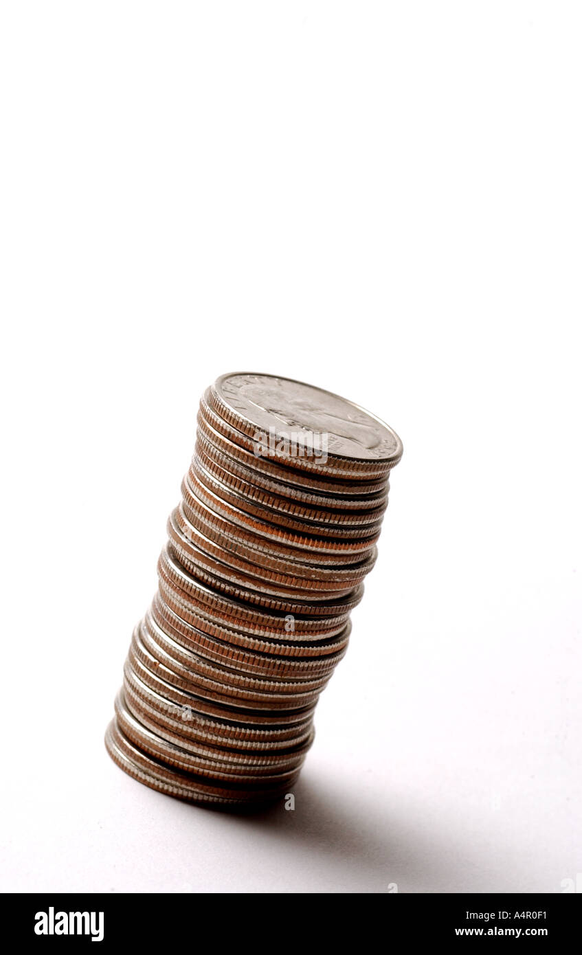 Color image of a stack of quarters on a white background Stock Photo ...