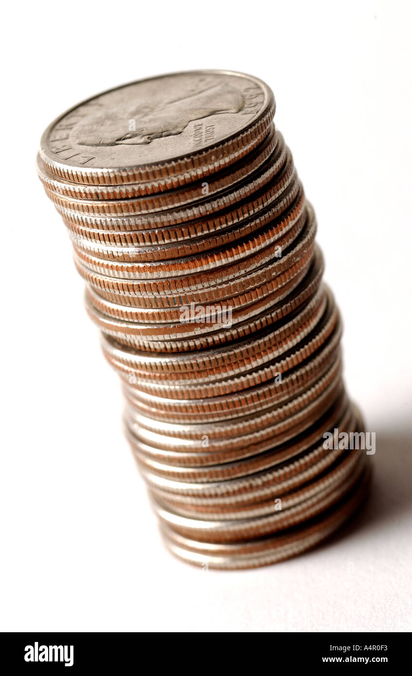 Color image of a stack of quarters on a white background Stock Photo ...