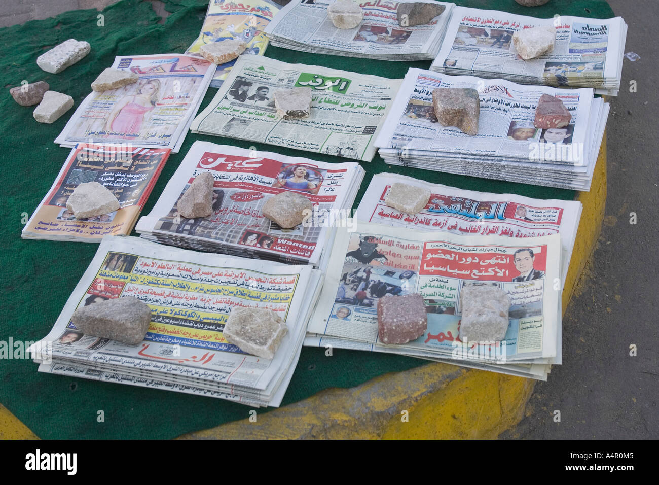 High angle view of newspaper on the floor Stock Photo - Alamy