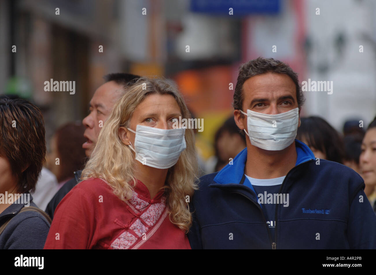 tourists wearing pollution mask in the street Stock Photo - Alamy