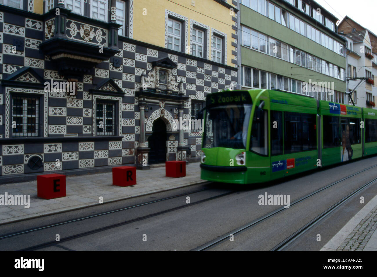 Modern tram and old buildings in Erfurt Thuringia Germany Stock Photo ...