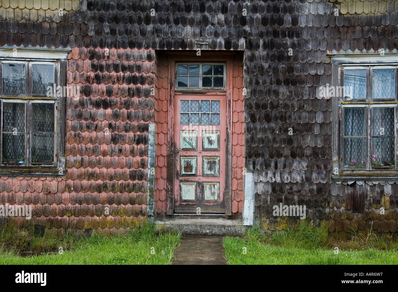 Old German colonial building in the town of Frutillar in Central Chile ...