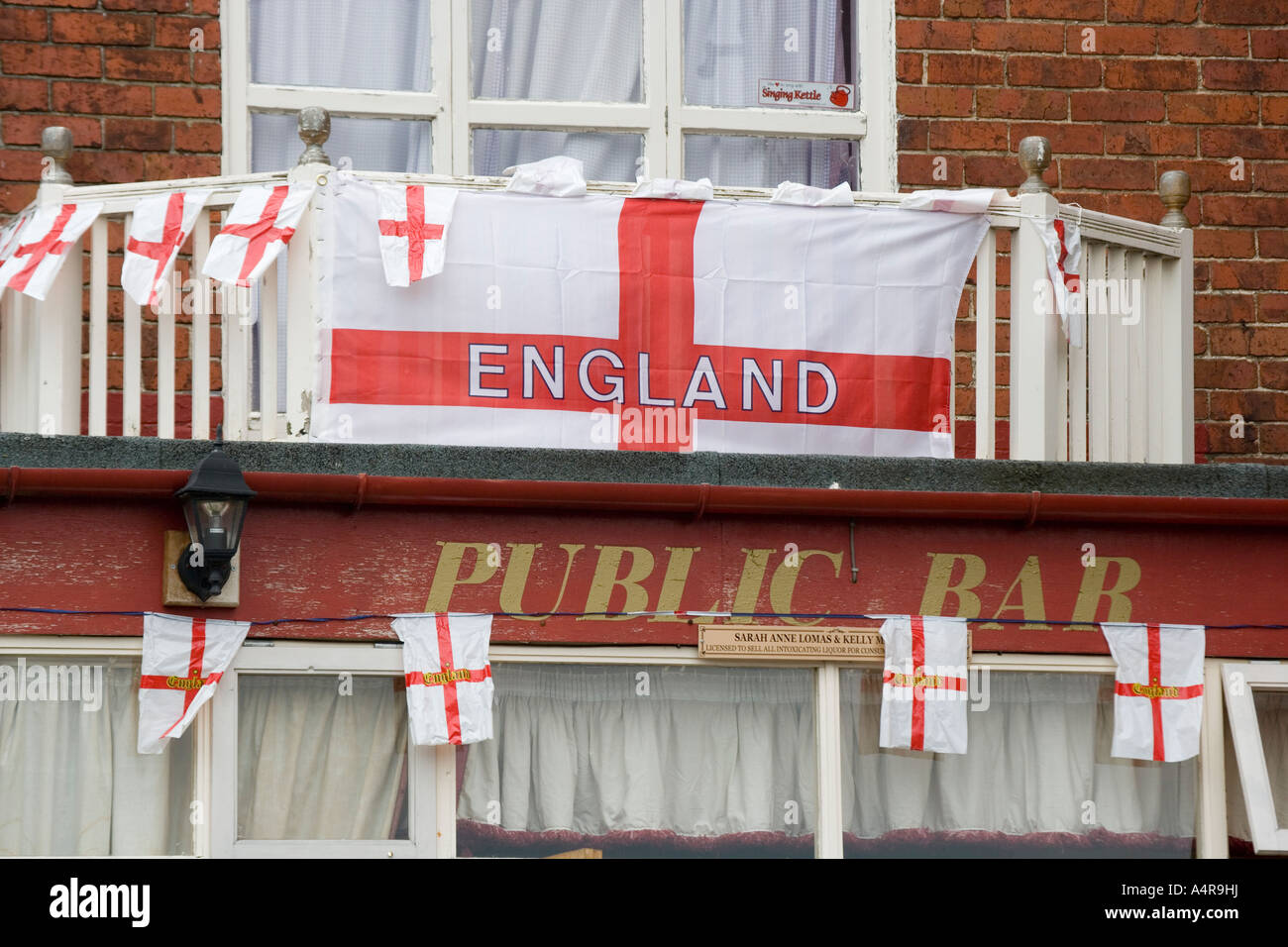 England Flags outside a public bar Robin Hood s Bay North Yorkshire ...
