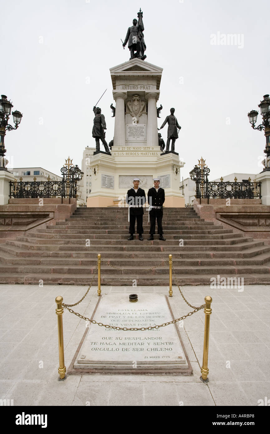 Naval monument in the port of Valparaiso in Central Chile in South ...