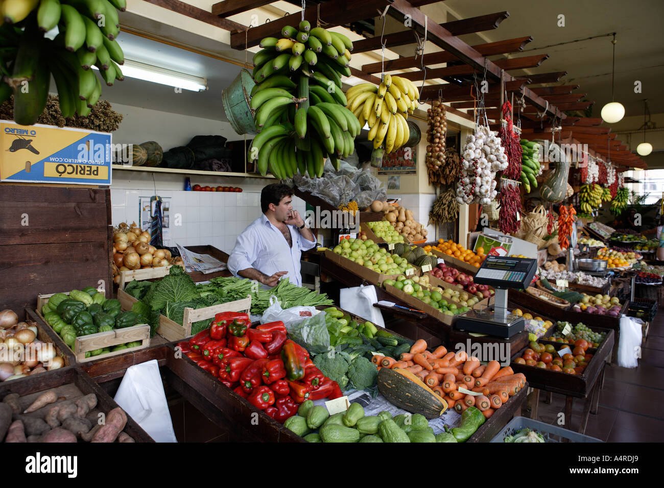 Fruit and Vegetable Stalls, Funchal Market, Madeira Stock Photo - Alamy