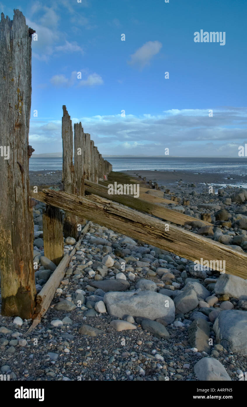 Morecambe Bay Tidal Breakwater Stock Photo - Alamy