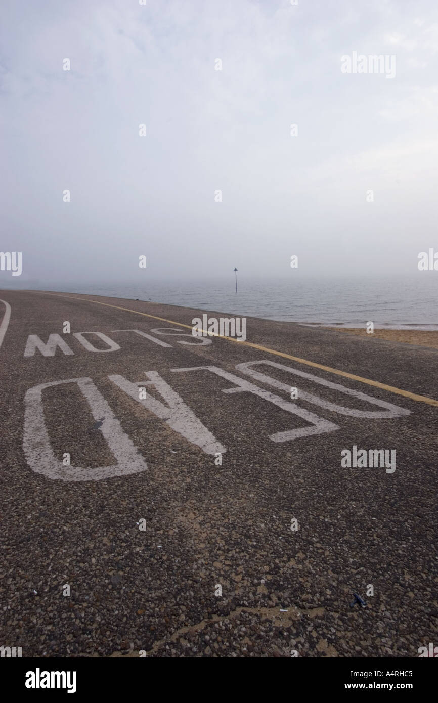 Dead slow painted on road hi-res stock photography and images - Alamy