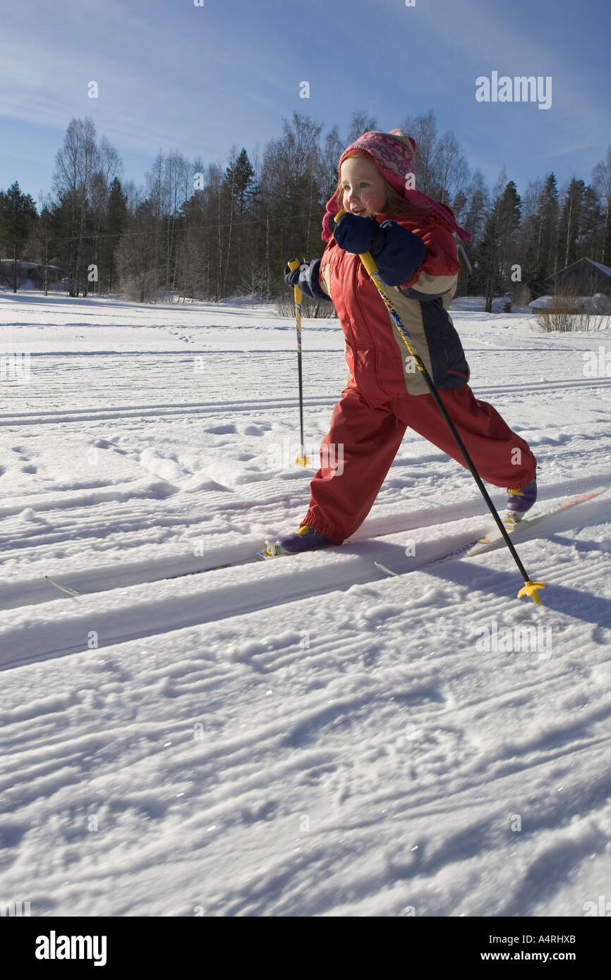 Side profile of a girl skiing Stock Photo - Alamy
