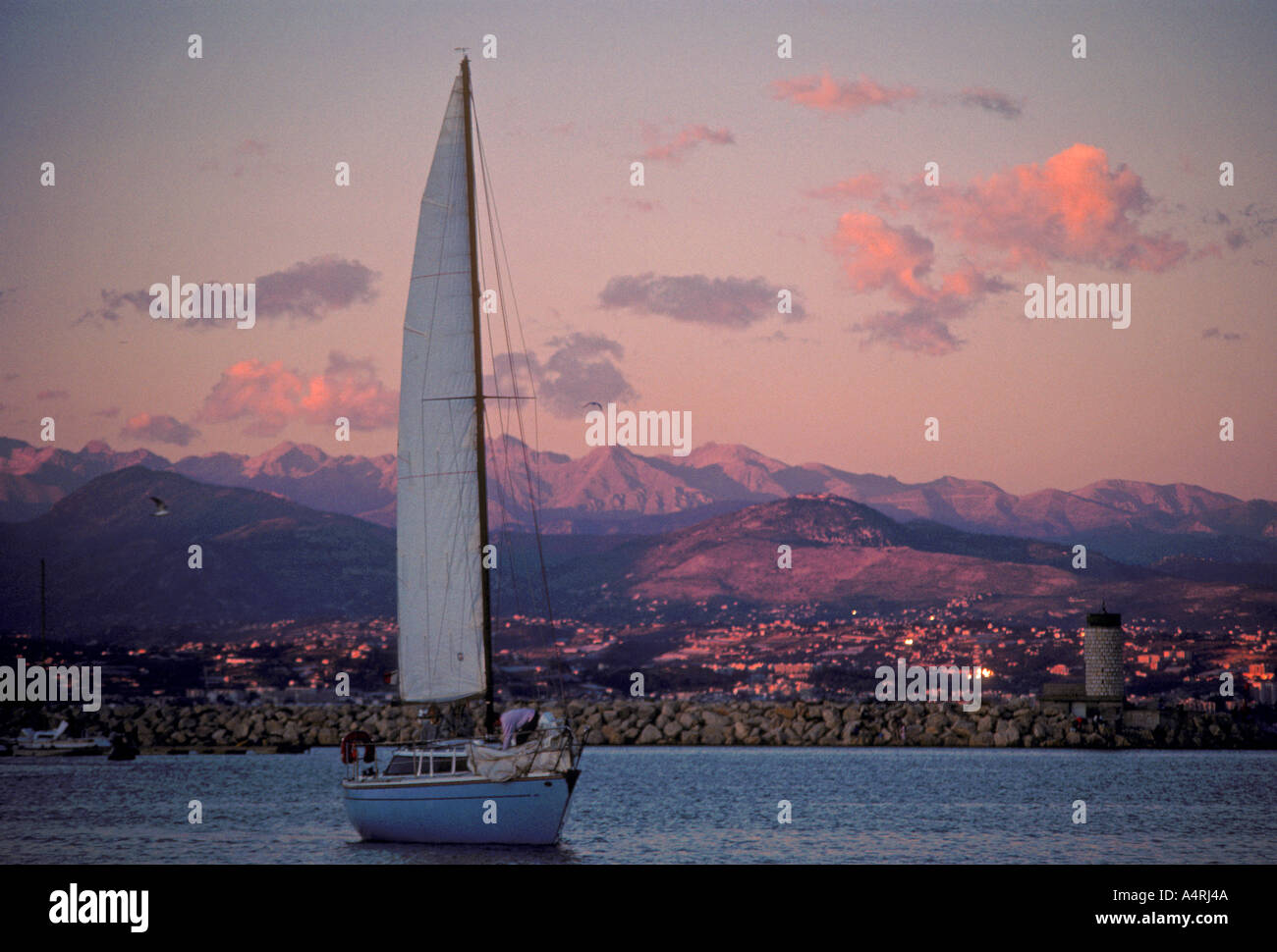 sailboat, French Alps in background, French Alps, background, looking ...