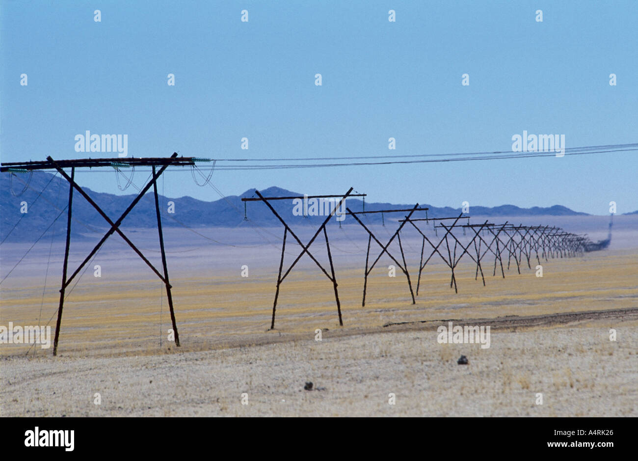 Powerline through Namib desert from Highway to Luederitz Diamond ...