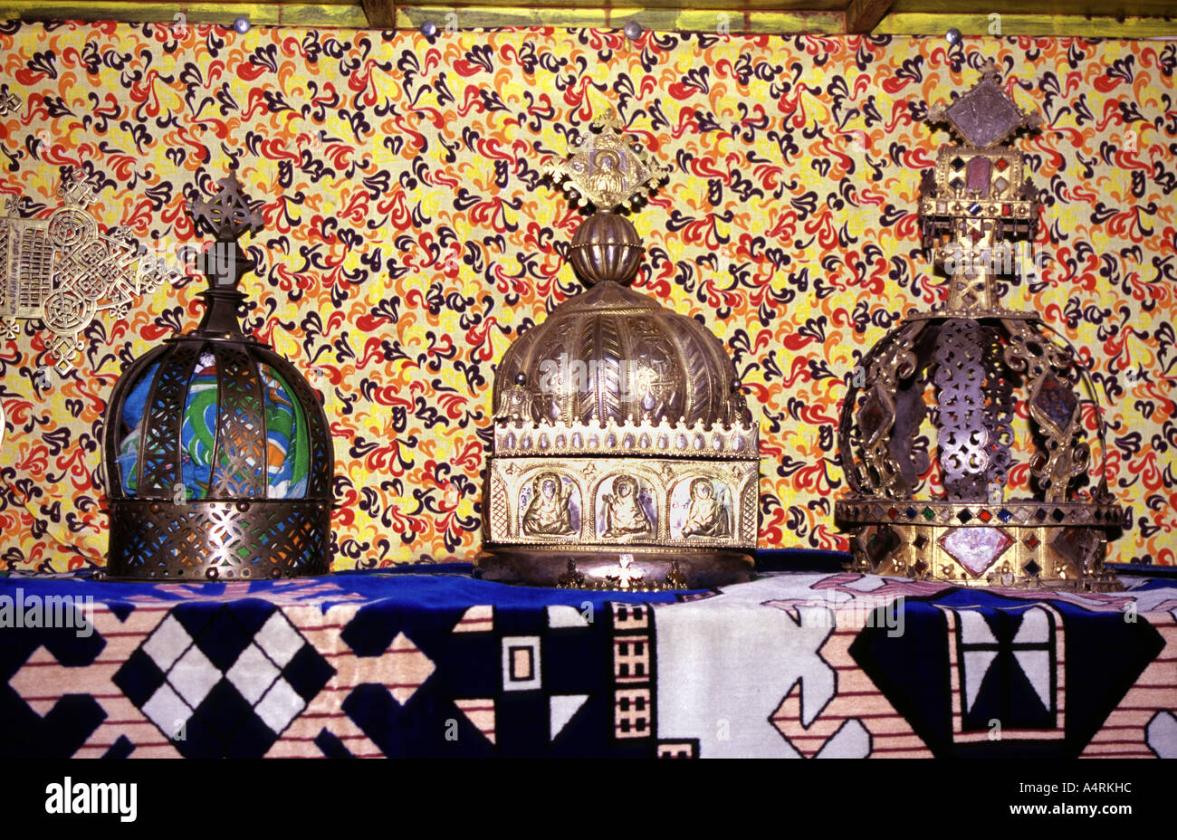 Crowns from the old cathedral of Saint Mary of Zion, Axum, Ethiopia ...