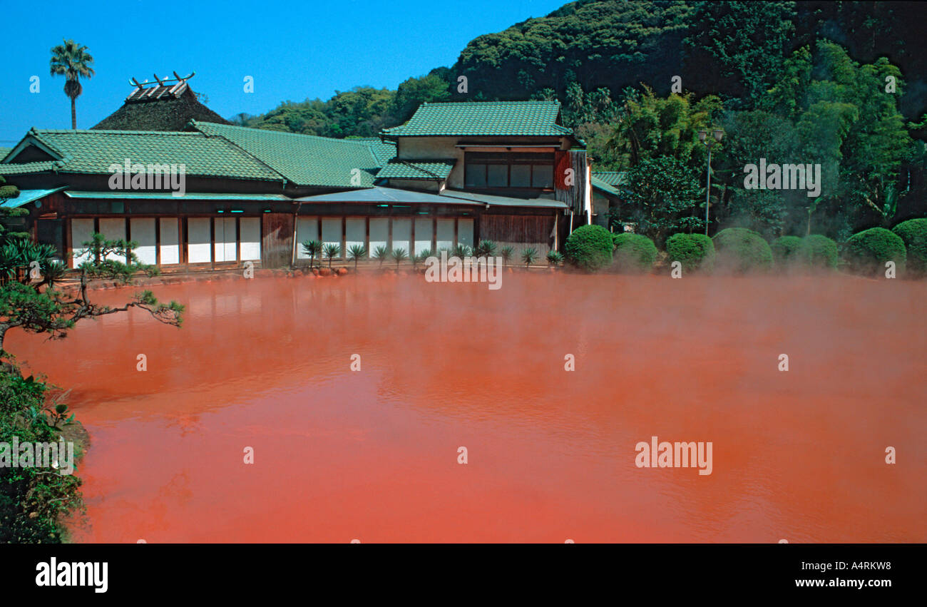 Geothermal Pool Chinoike Jigoku (Blood Pool Hell ), Beppu, Japan Stock ...