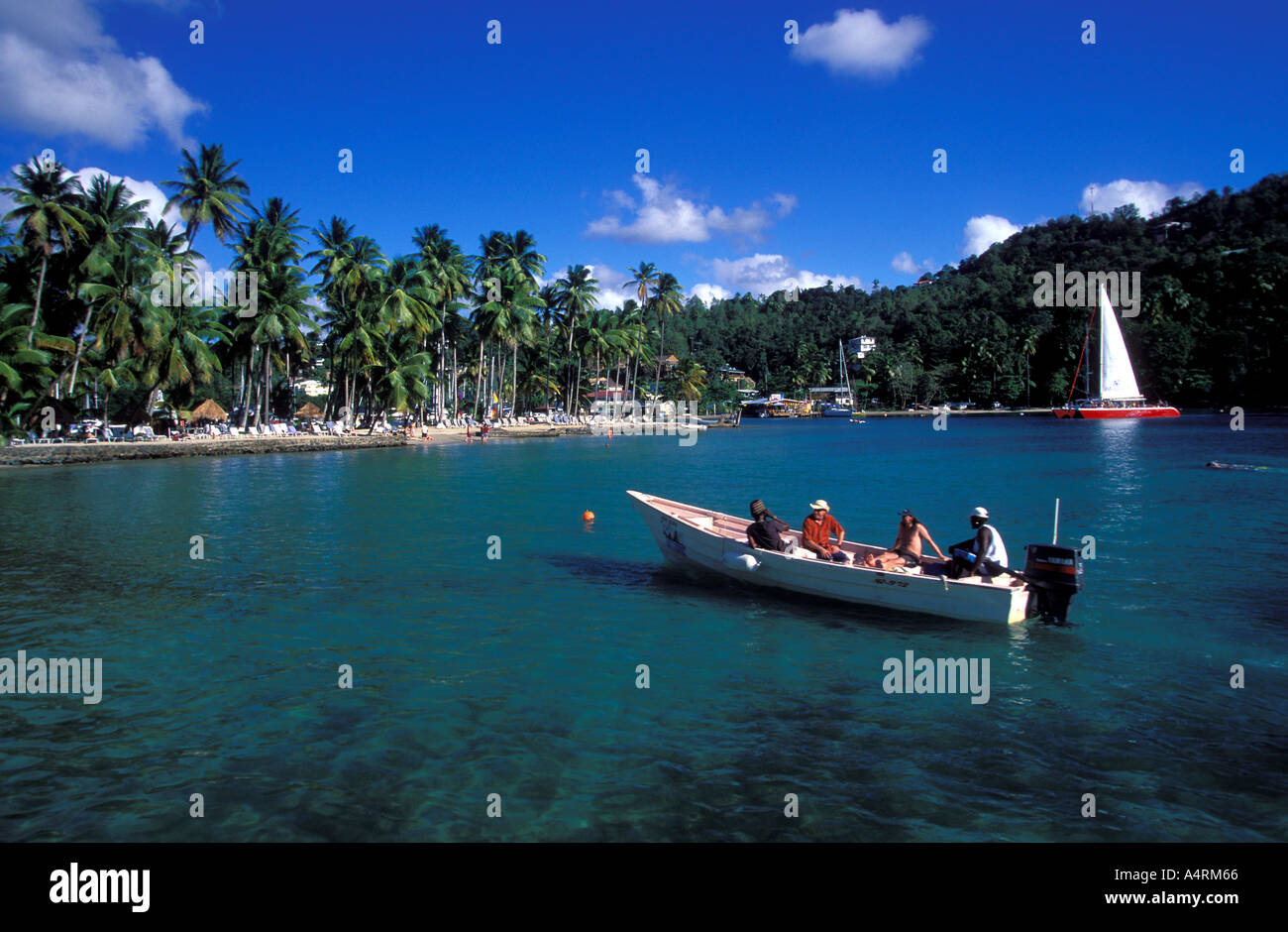 Tropical beach at Marigot Bay St Lucia Stock Photo - Alamy
