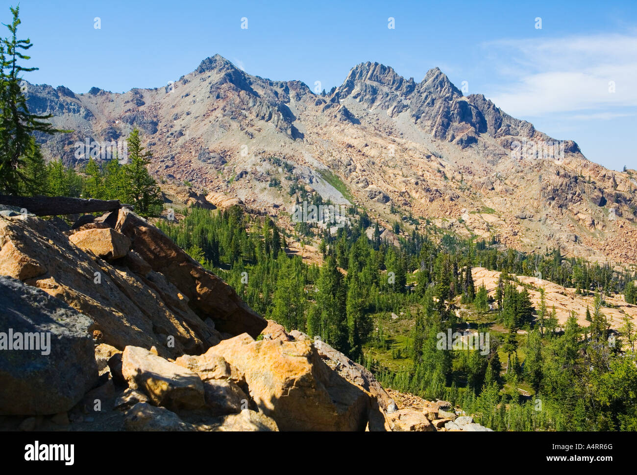 Rocky slopes and forest on Mount Ingalls Central Cascades Washington ...