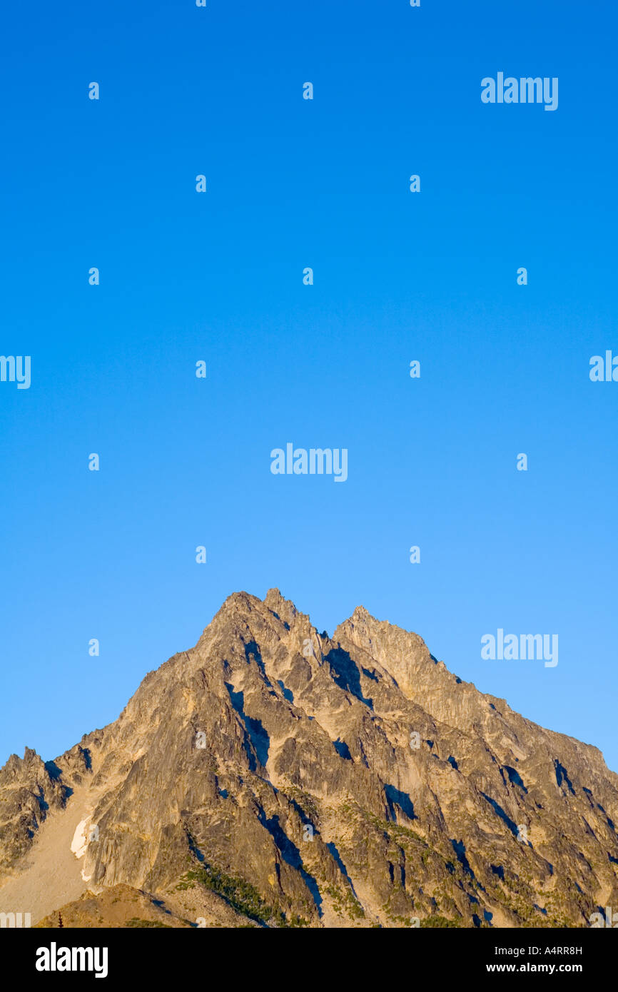 Top of Mount Stuart against blue sky at sunset Central Cascades ...