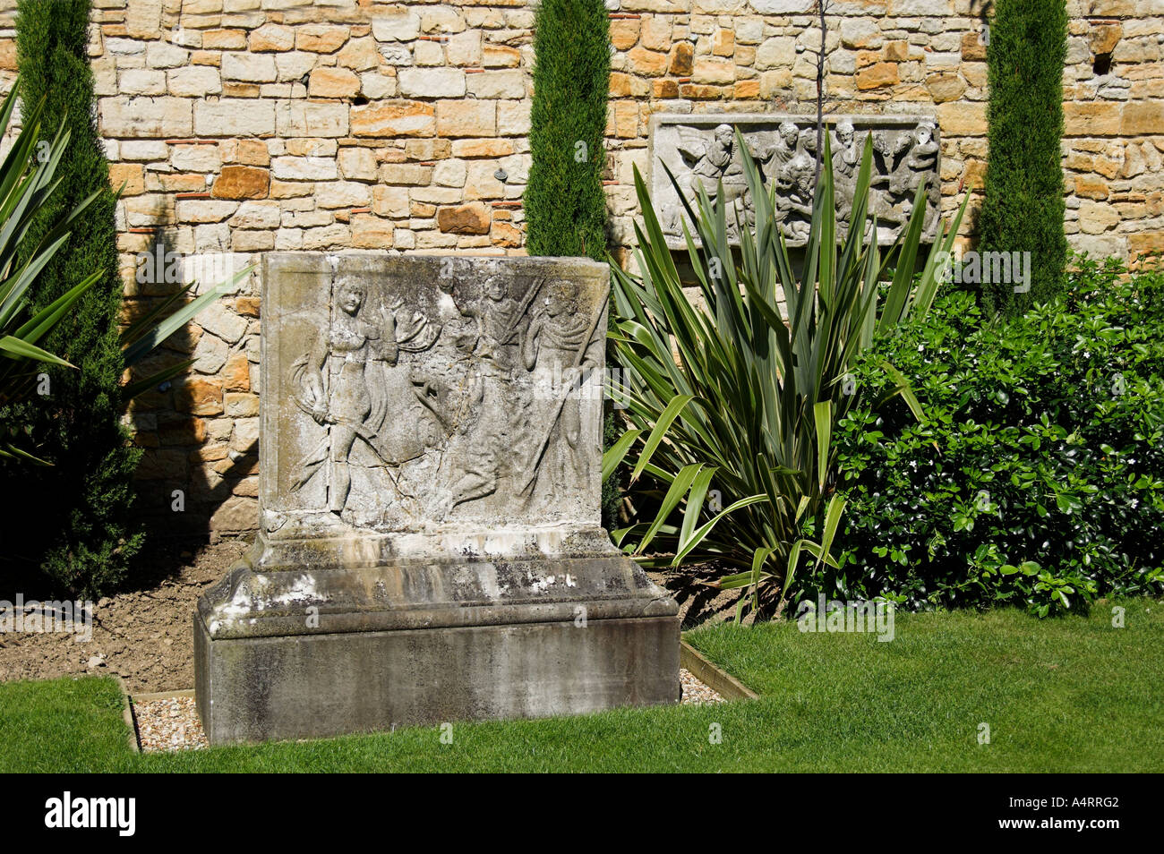 Detail view of a statue in the magnificent gardens of Hever Castle in ...