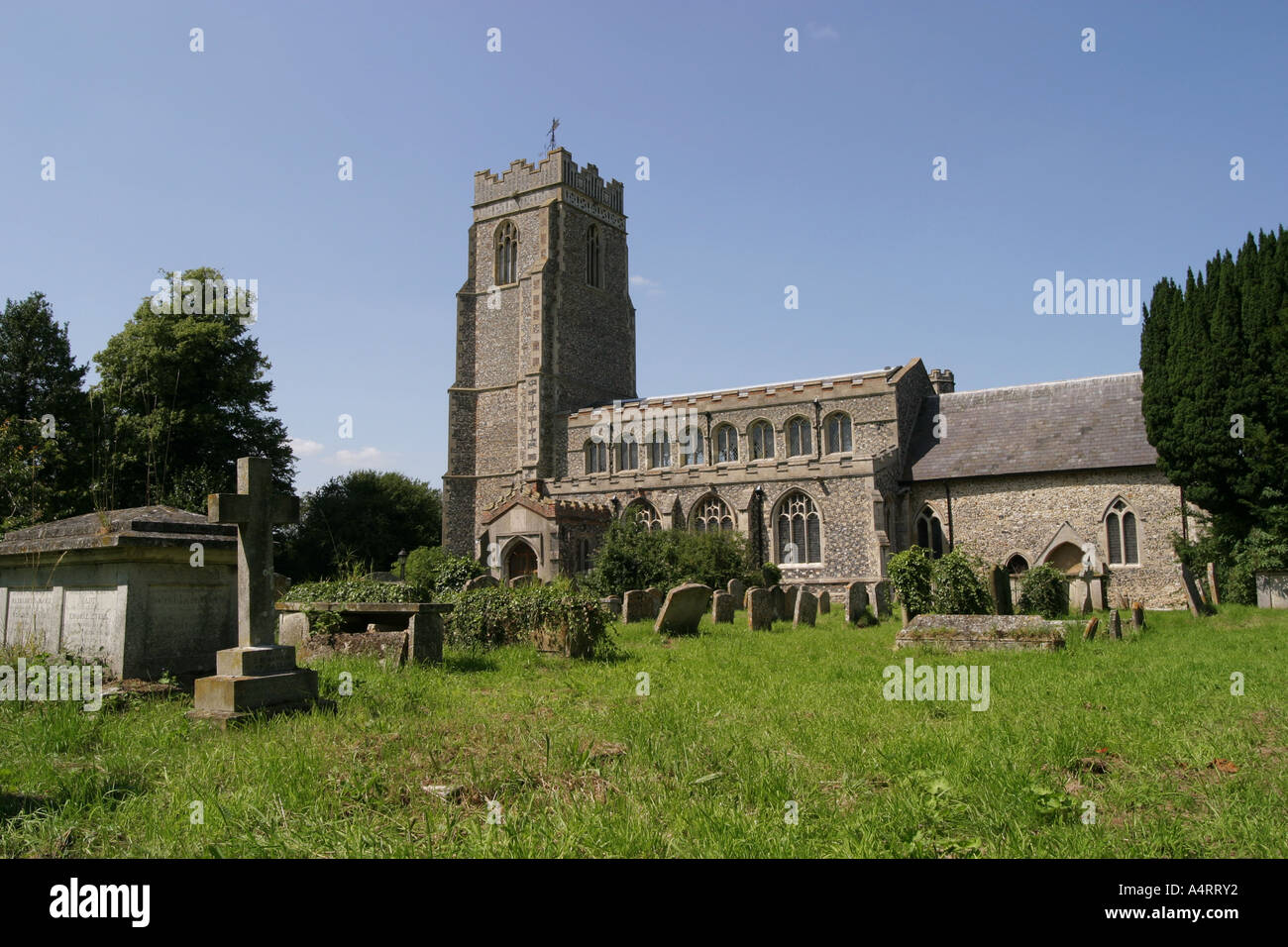 Holy Innocents church in Great Barton in Suffolk on a sunny day Stock ...