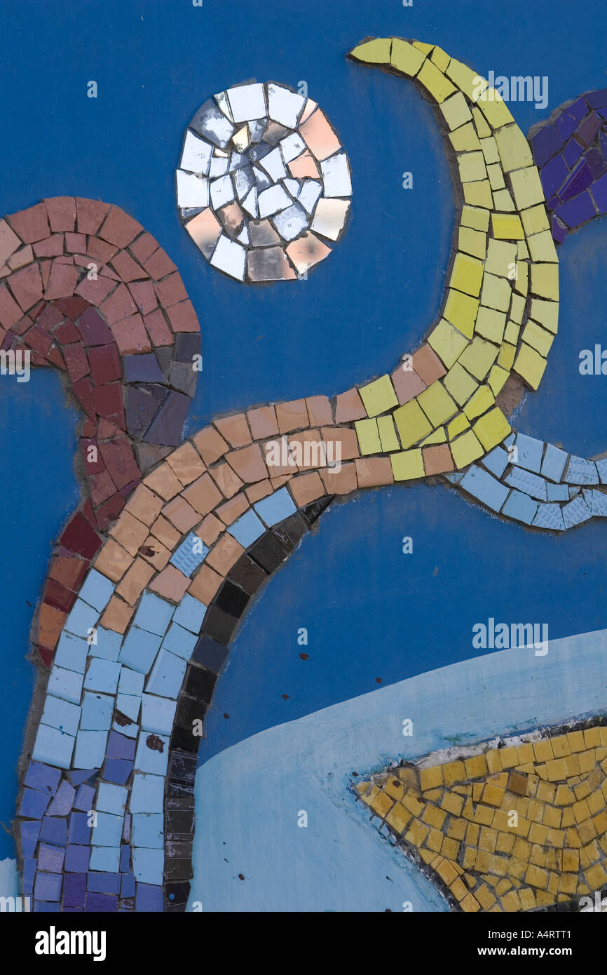 Close up of a mosaic tile design on a wall Stock Photo - Alamy