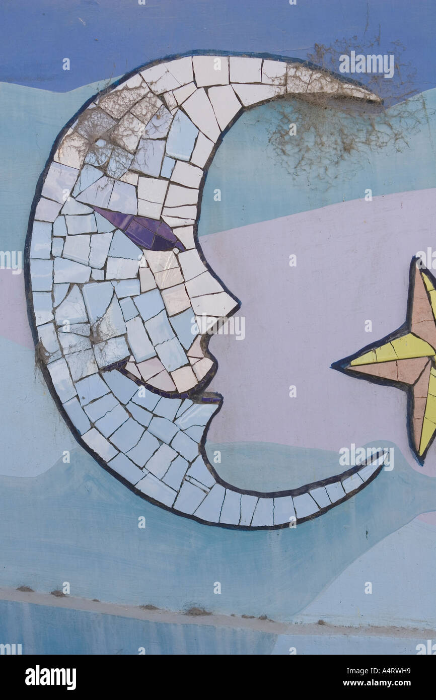 Close up of a mosaic tile design of a moon Stock Photo - Alamy