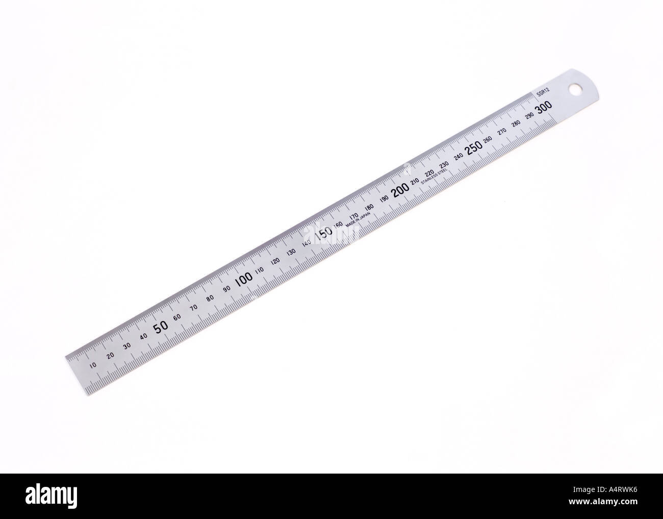 stainless steel ruler with metric markings Stock Photo - Alamy
