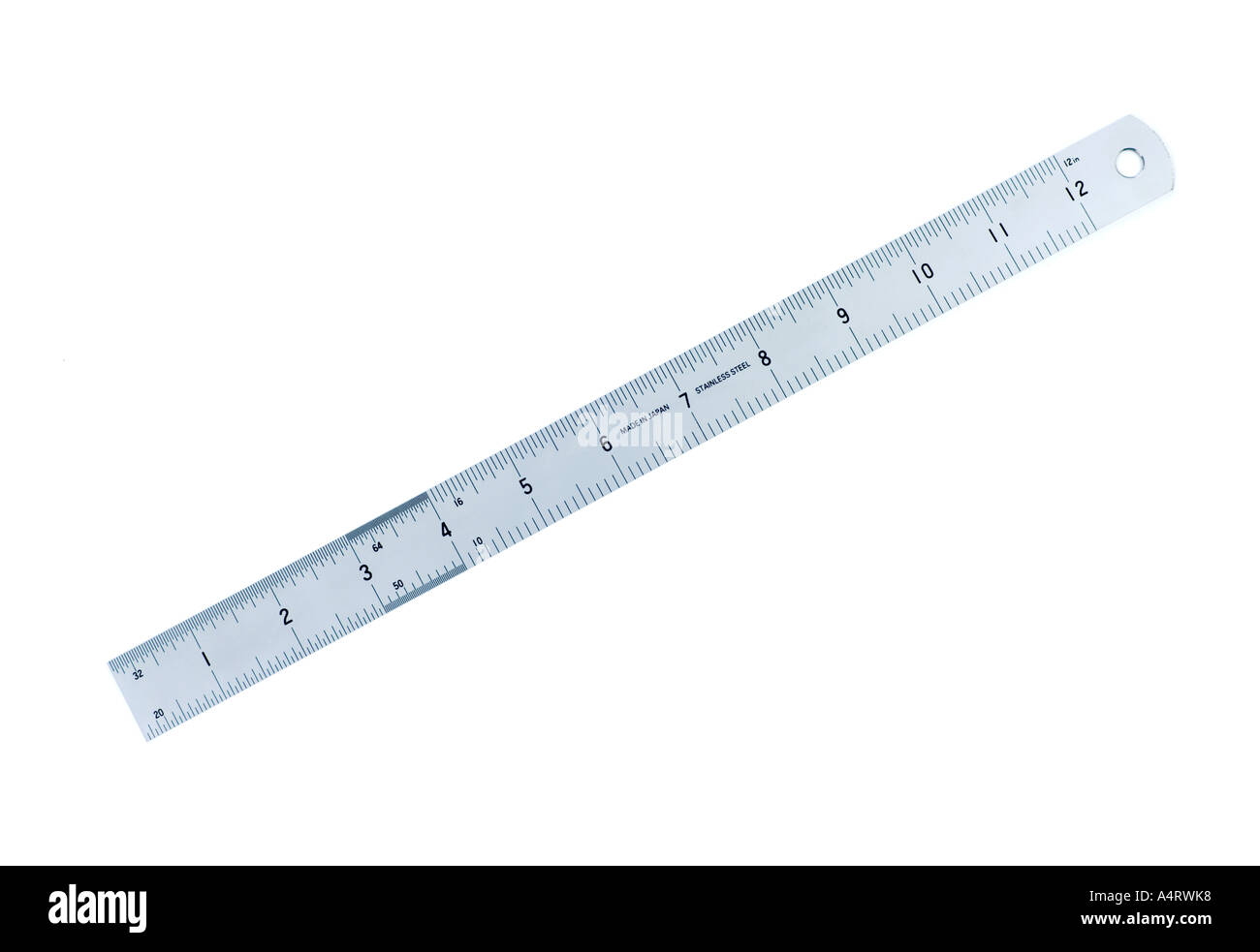 stainless steel ruler with inch markings Stock Photo - Alamy