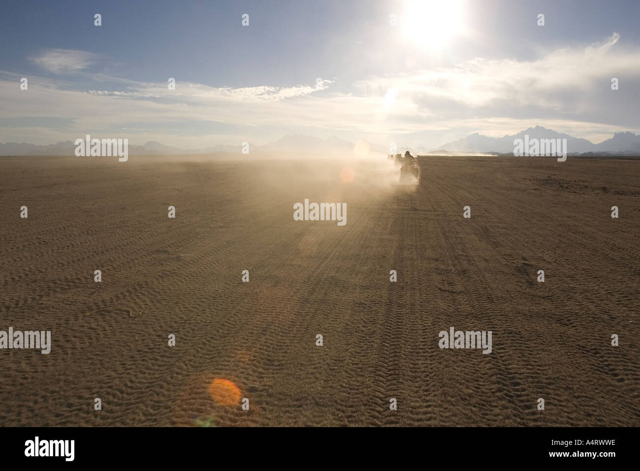 Rear view of people riding quad bikes Stock Photo - Alamy