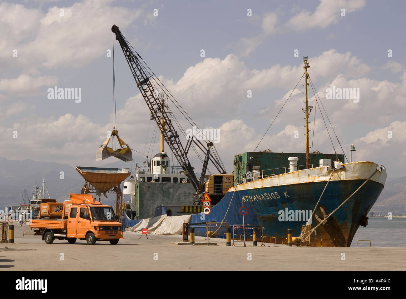 Container ship moored at a harbor Stock Photo - Alamy