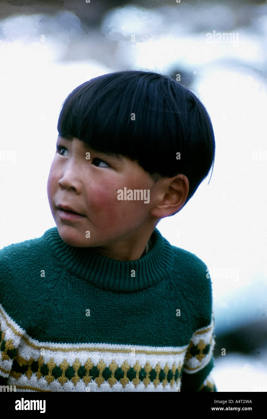 Inuit boy on Baffin Island NWT Stock Photo - Alamy