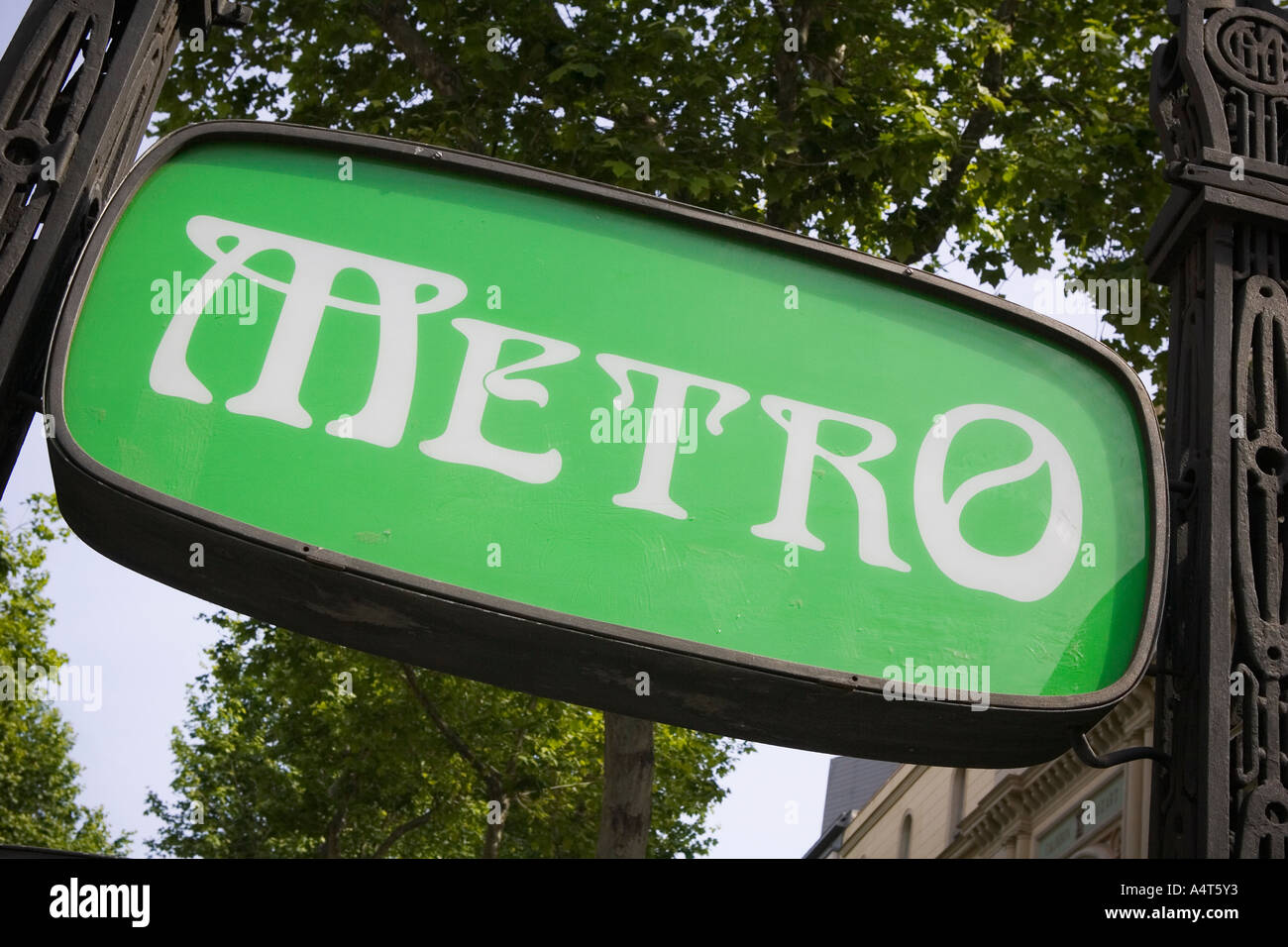 Low angle view of a metro sign board Stock Photo - Alamy
