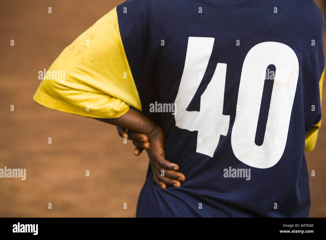 Rear view of a boy wearing a soccer uniform with the number 40 Stock ...
