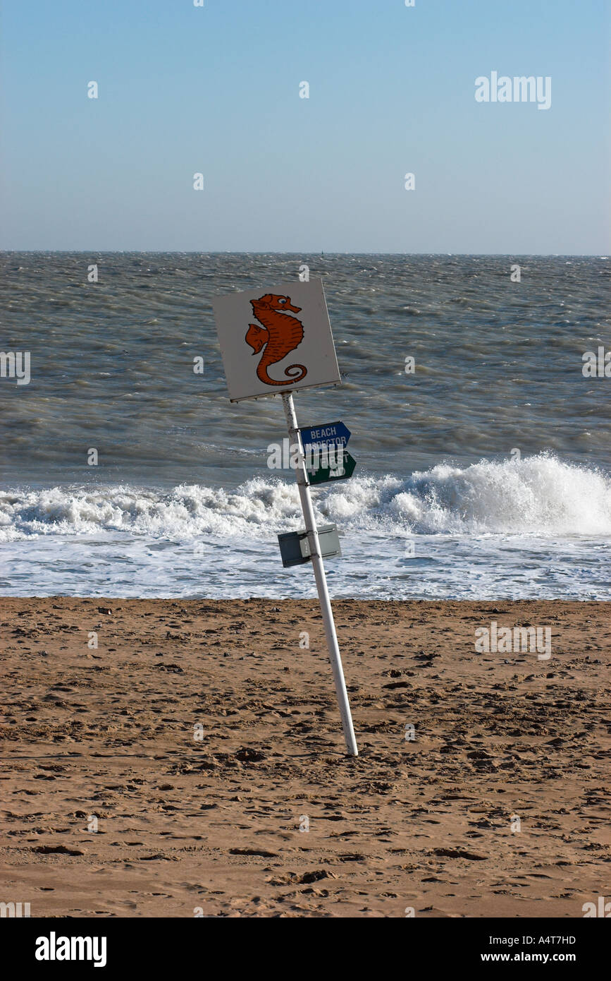 Information sign on the beach East Cliff Ramsgate Kent England Stock ...