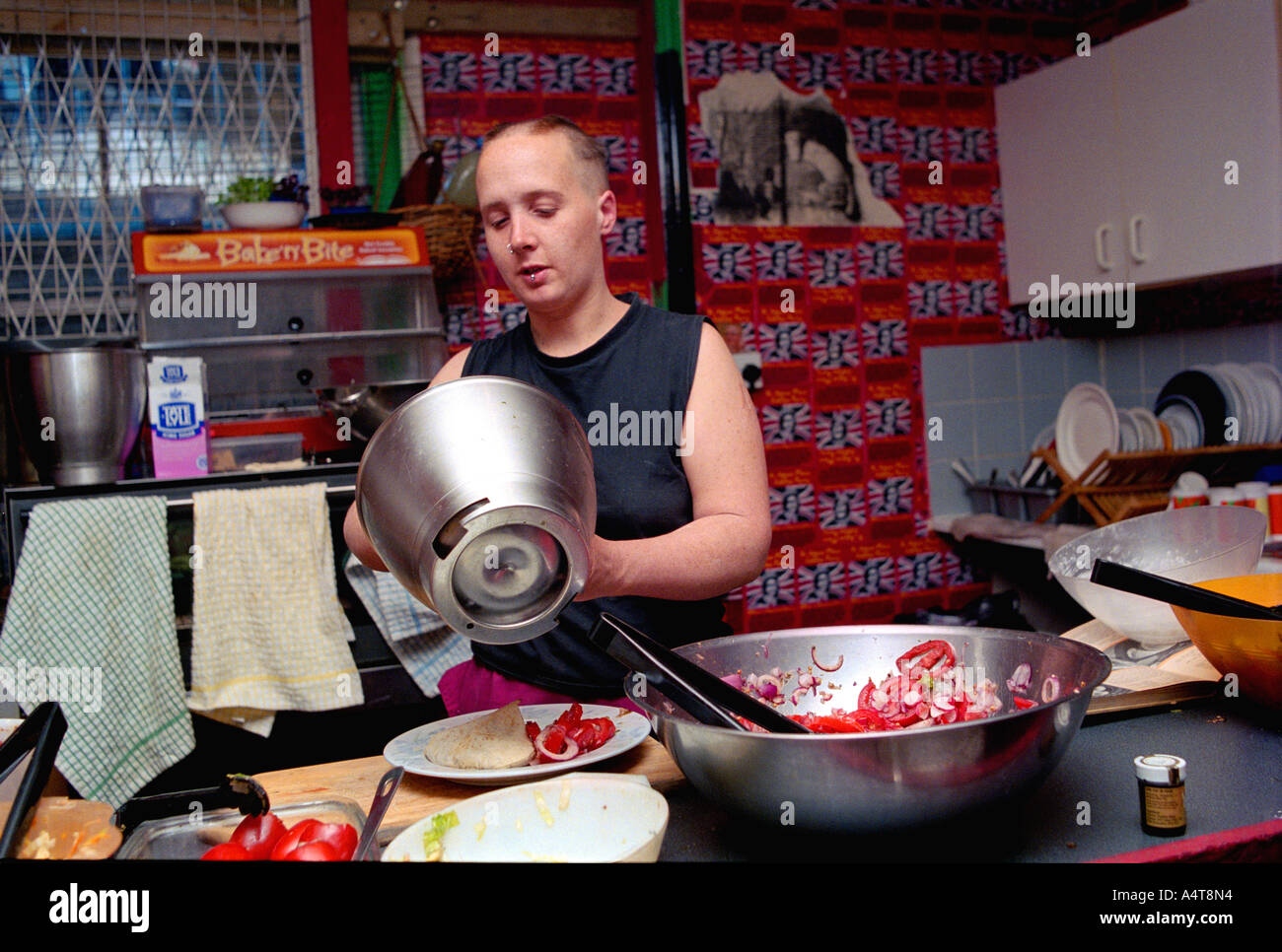 Cafe at St Agnes Place Squat in Kennington South London Stock Photo - Alamy