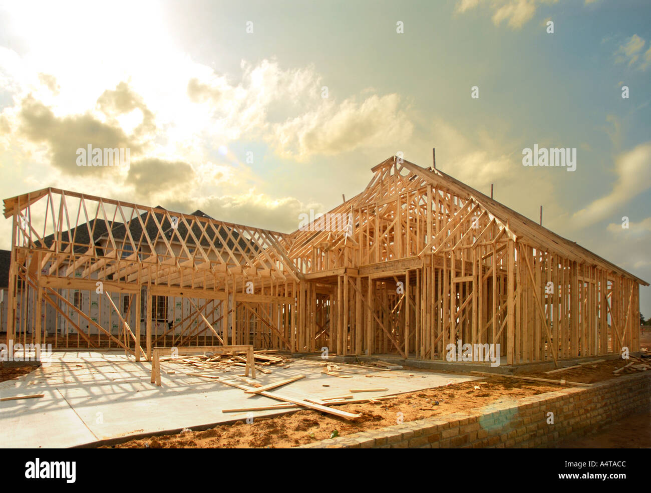Frame stick and brick construction Stock Photo - Alamy