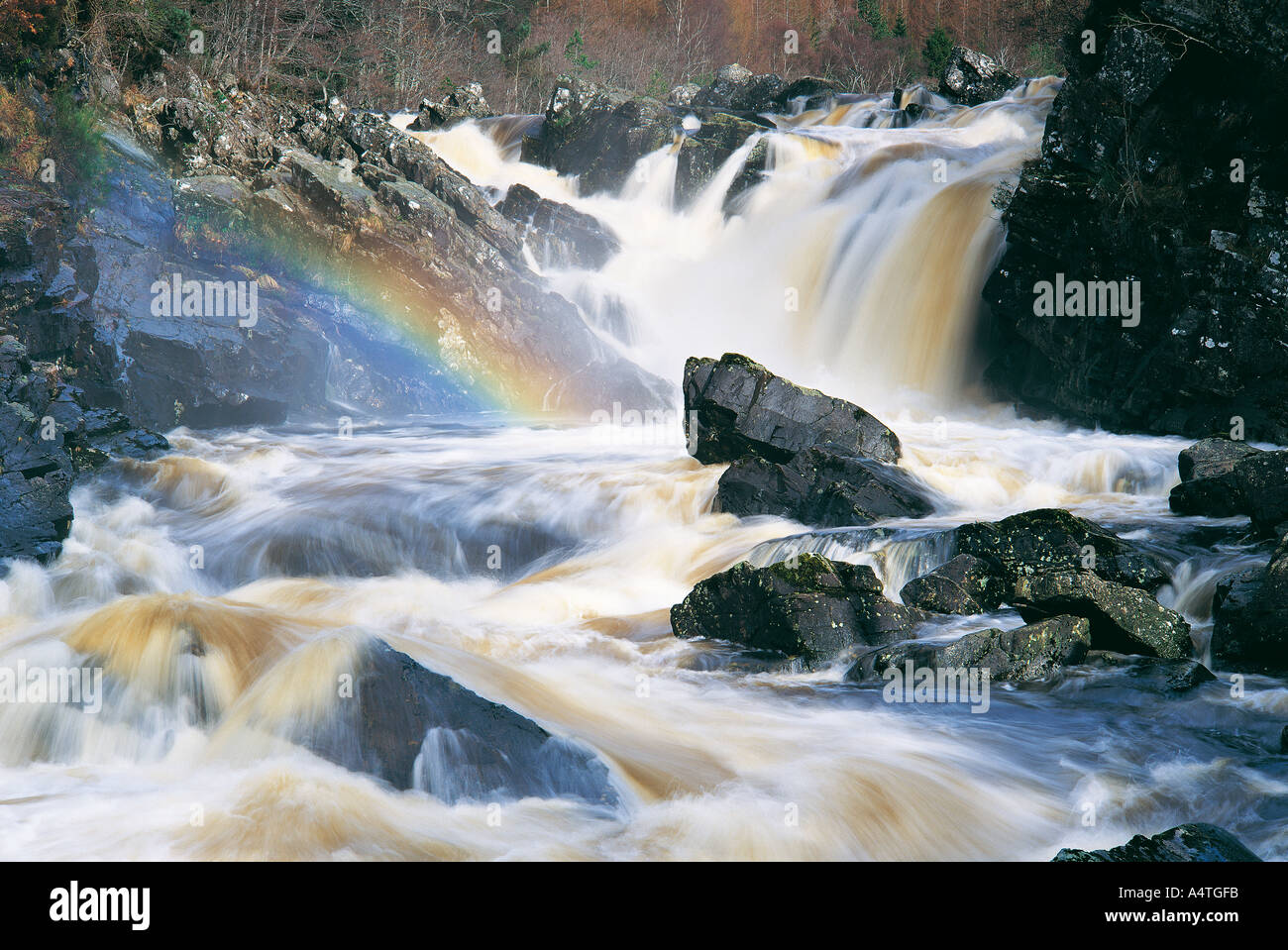 The Falls of Rogie waterfall on the River Blackwater in Ross and ...