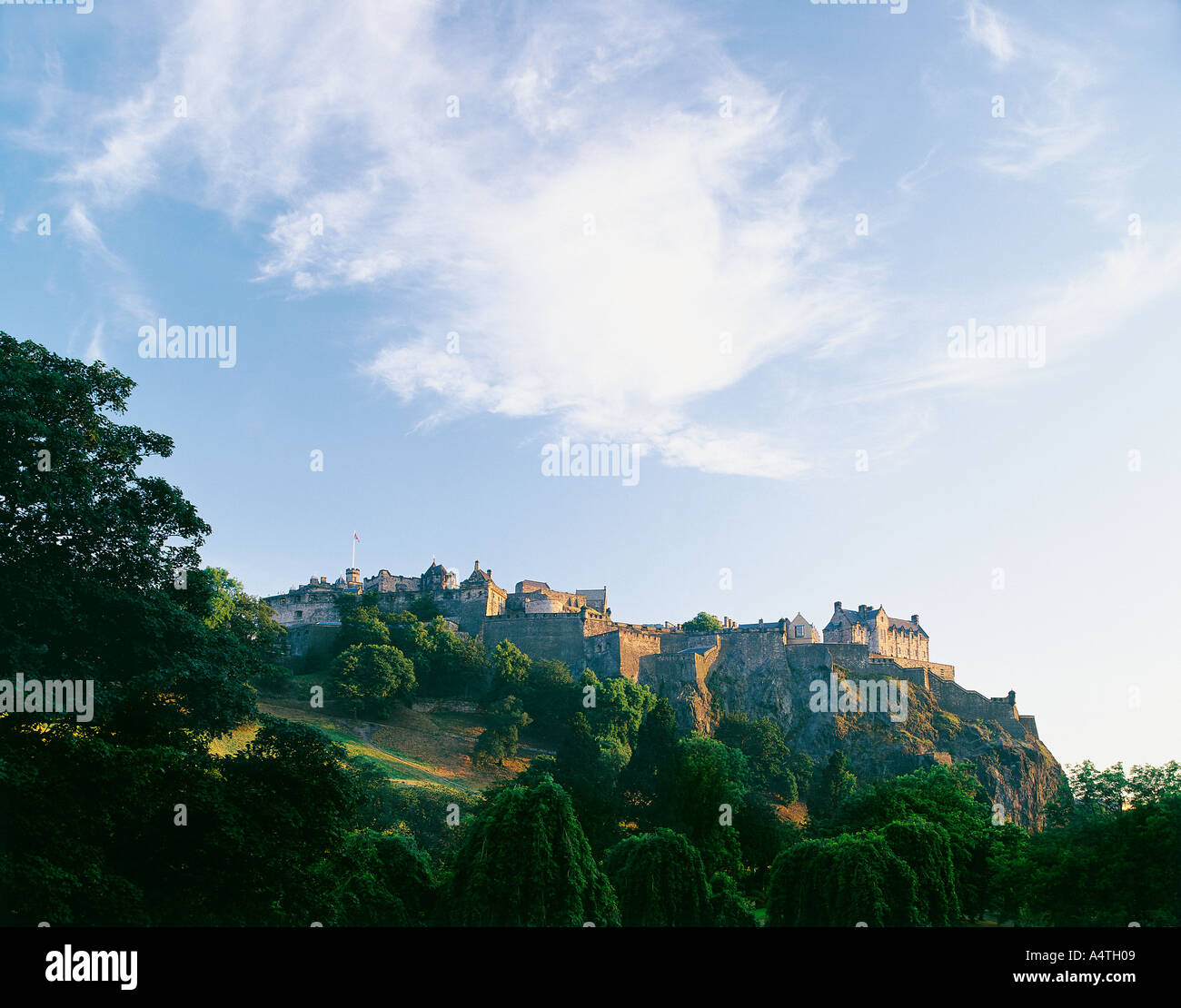 Edinburgh Castle seen from Princes Street Gardens, Lothian Region ...