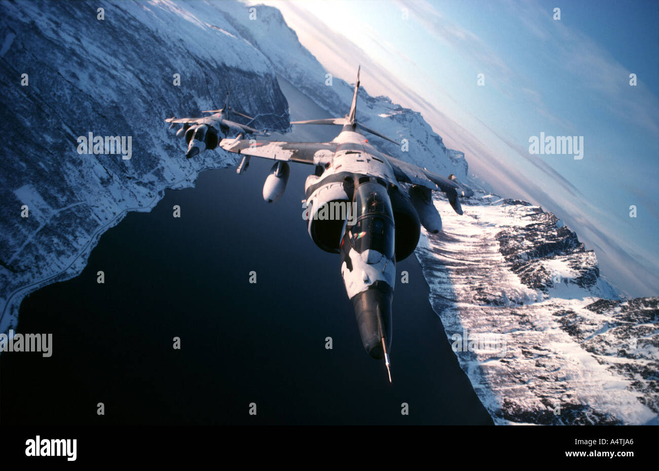 RAF Harriers in snow camouflage Stock Photo - Alamy