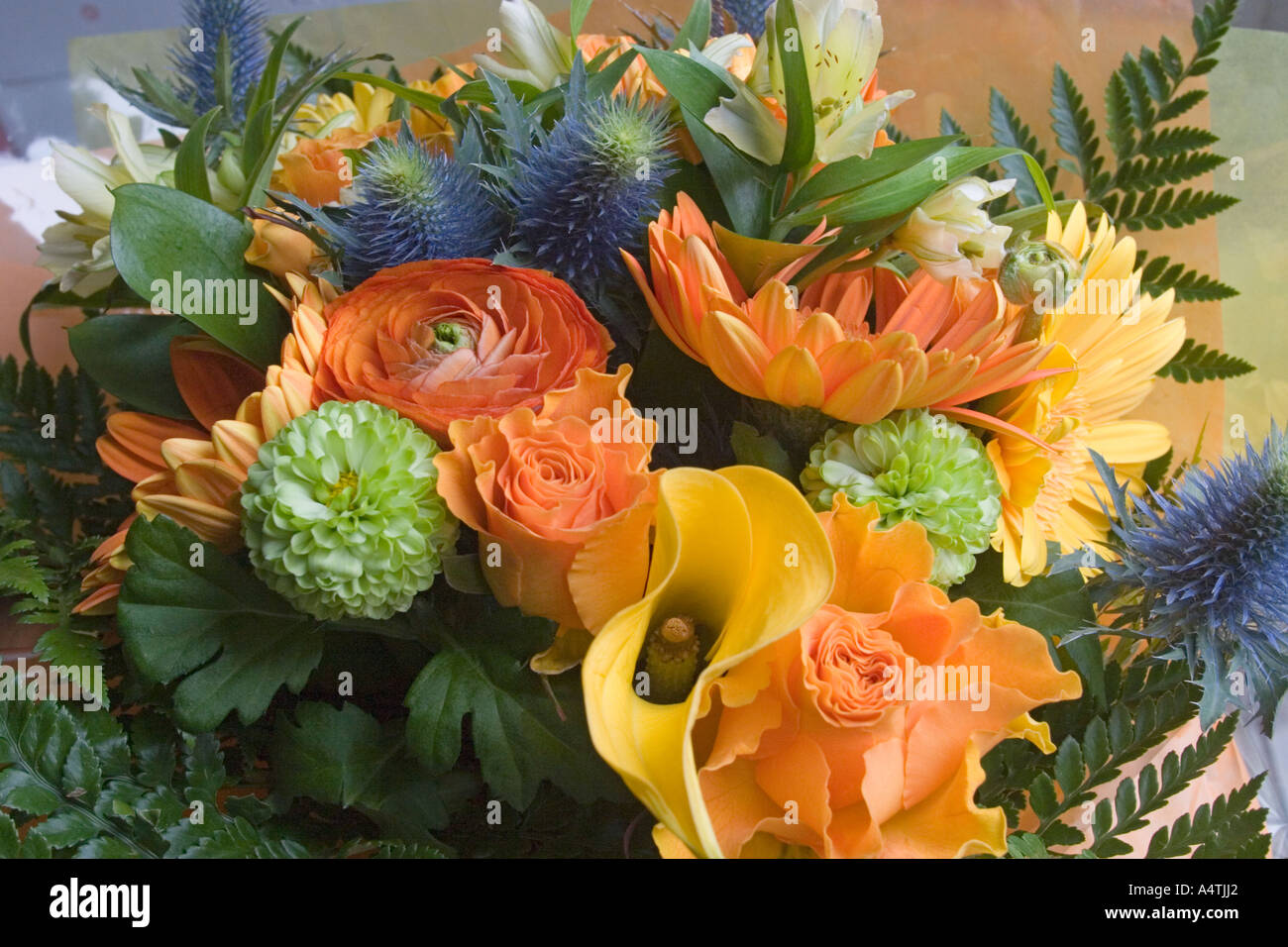 Bouquet of orange flowers Stock Photo - Alamy