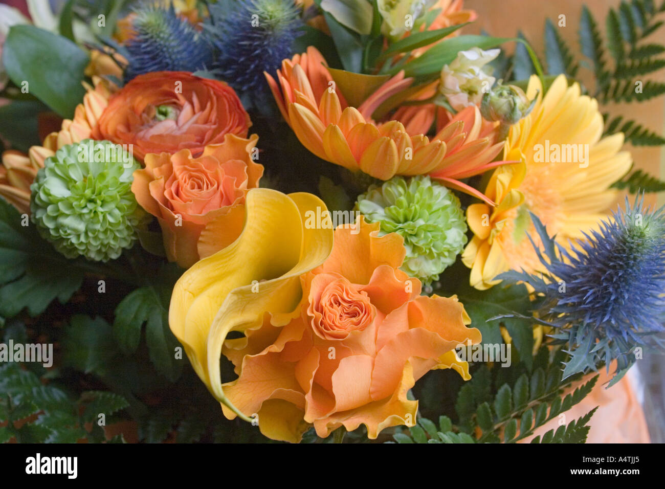 Bouquet of orange flowers Stock Photo - Alamy