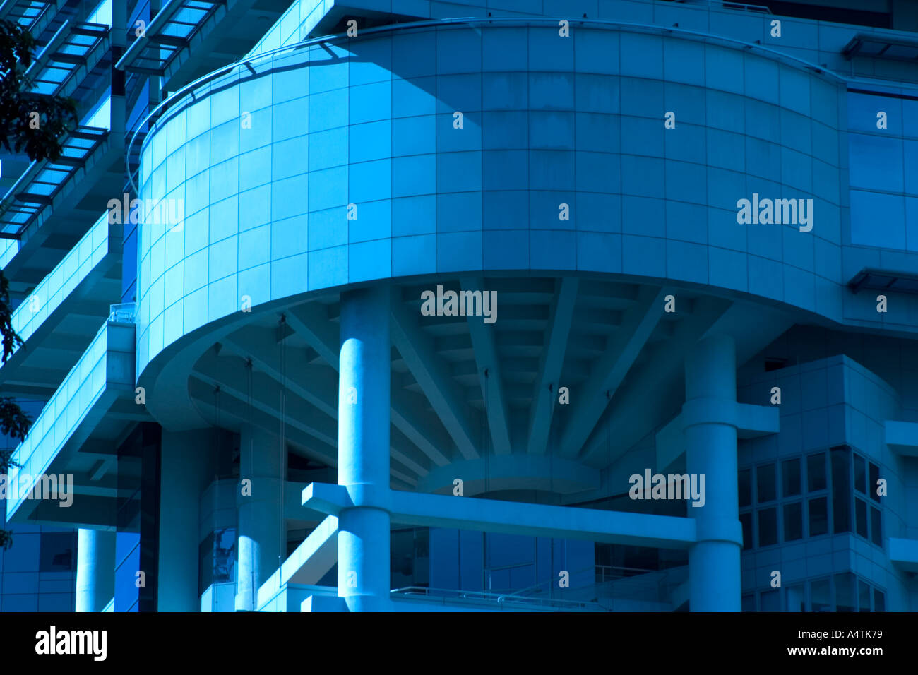 blue cast building detail with strong lines and structured pattern ...