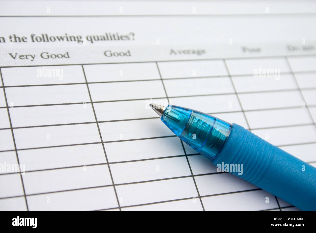 Pen on empty survey hi-res stock photography and images - Alamy
