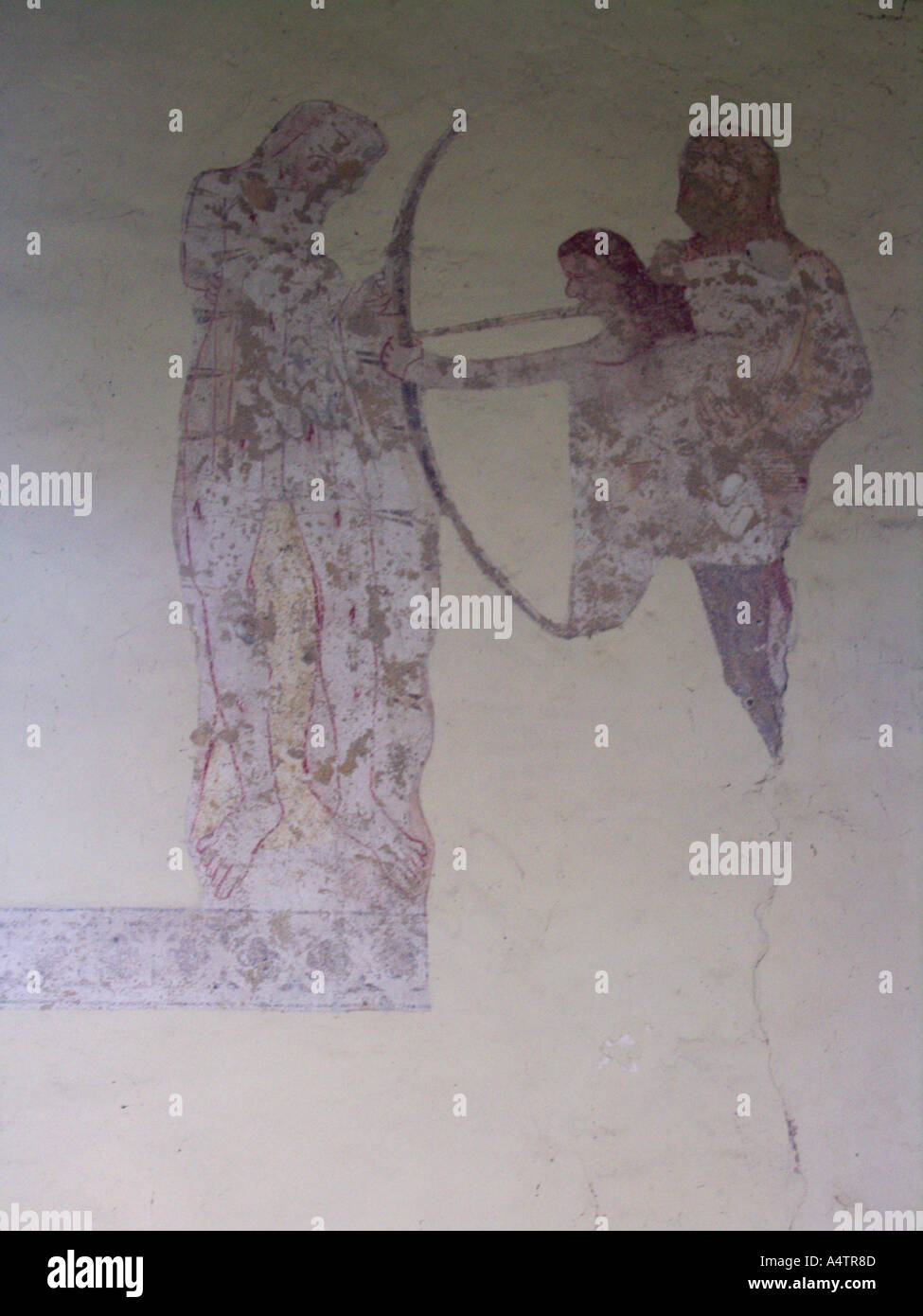 St Edmund death at Hoxne painted at Troston church Suffolk England ...
