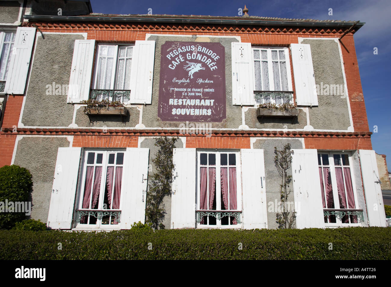 Cafe Gondree at Pegasus Bridge Calvados Normandy France Stock Photo - Alamy