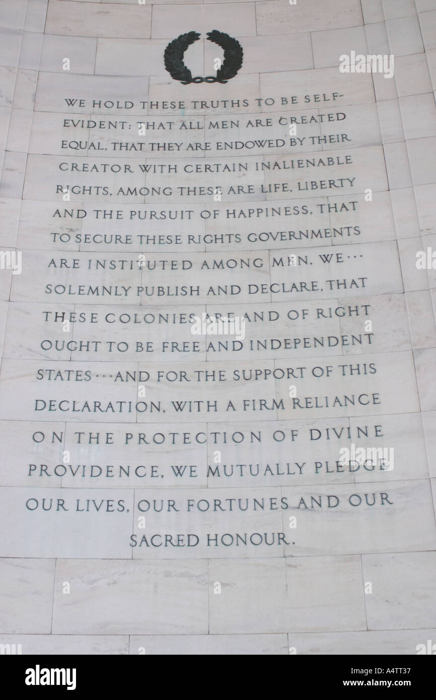 Words of Thomas Jefferson on the wall of the Jefferson Memorial in ...